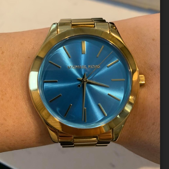 Michael Kors | Accessories | Michael Kors Gold Watch With Aqua Face ...